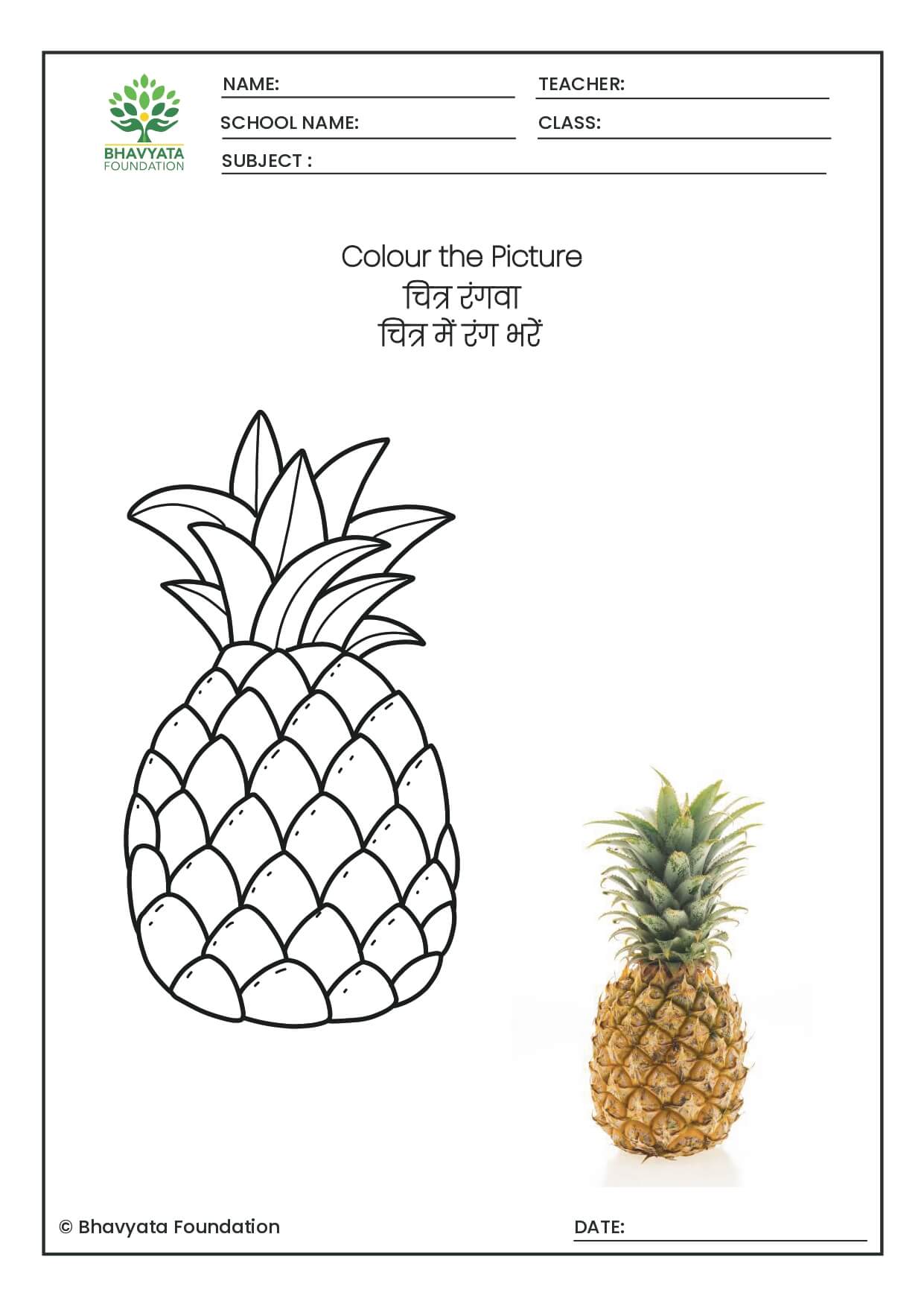 A1M5W2D5-World Around Us (Fruits Worksheet) – Bhavyata Foundation