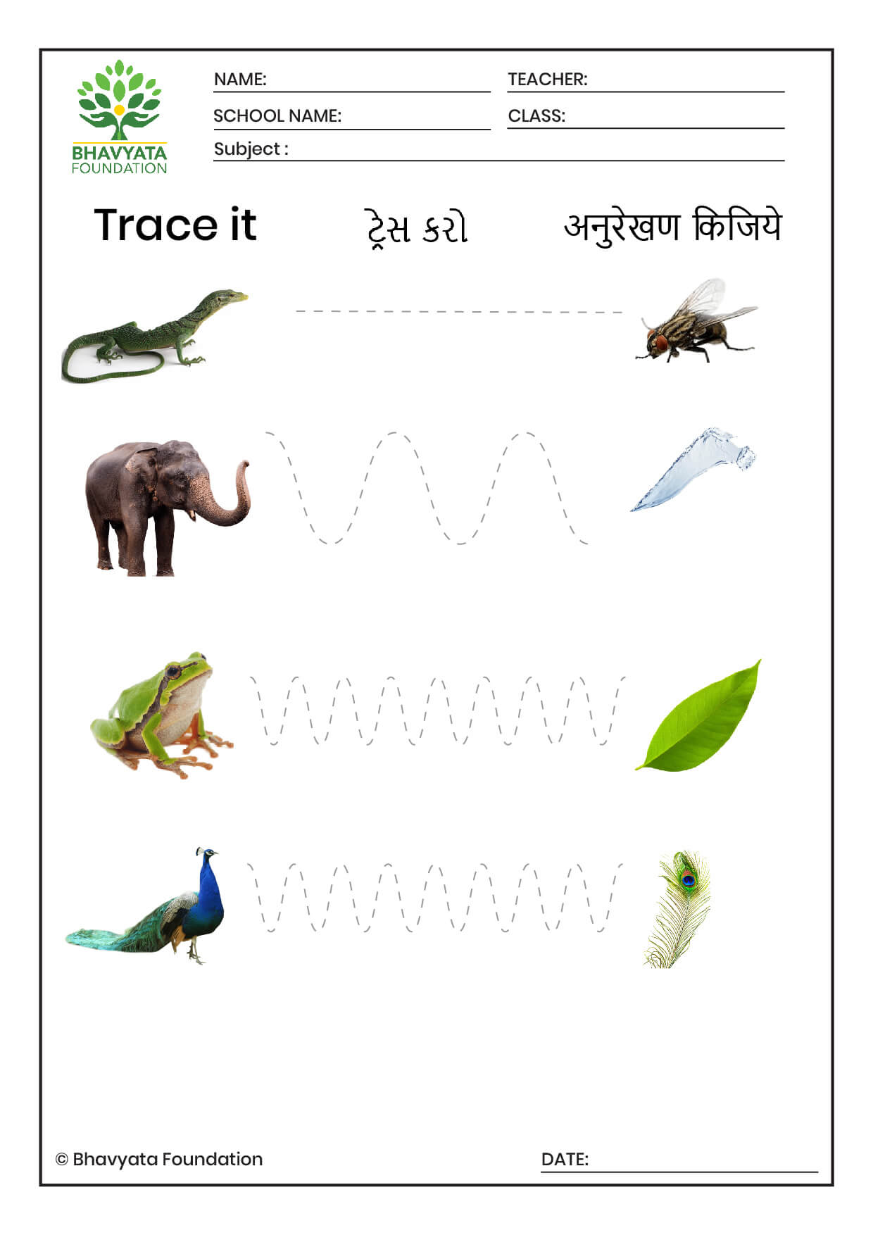 A1M4W4D1-Fine Motor Skill(Wavy Line Worksheet) – Bhavyata Foundation