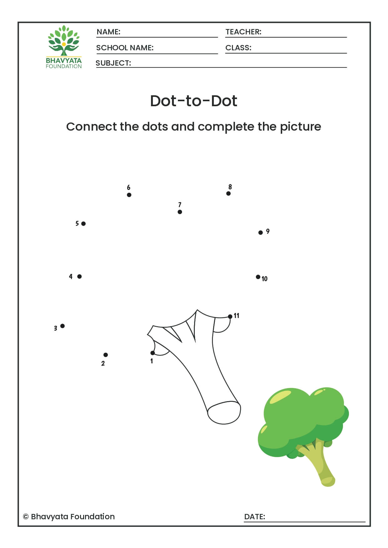 A1M8W4D4-Fine Motor Skill(Connect The Dots Worksheet) – Bhavyata Foundation