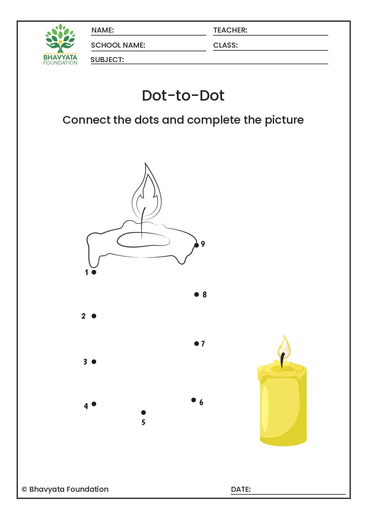 A1M9W3D2-Fine Motor Skill(Connect The Dots Worksheet) – Bhavyata Foundation